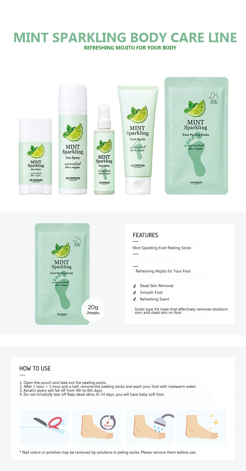 SKINFOOD MINT SPA FOOT PEELING SOCKS (20G*2EA) – The Beauty Junkie