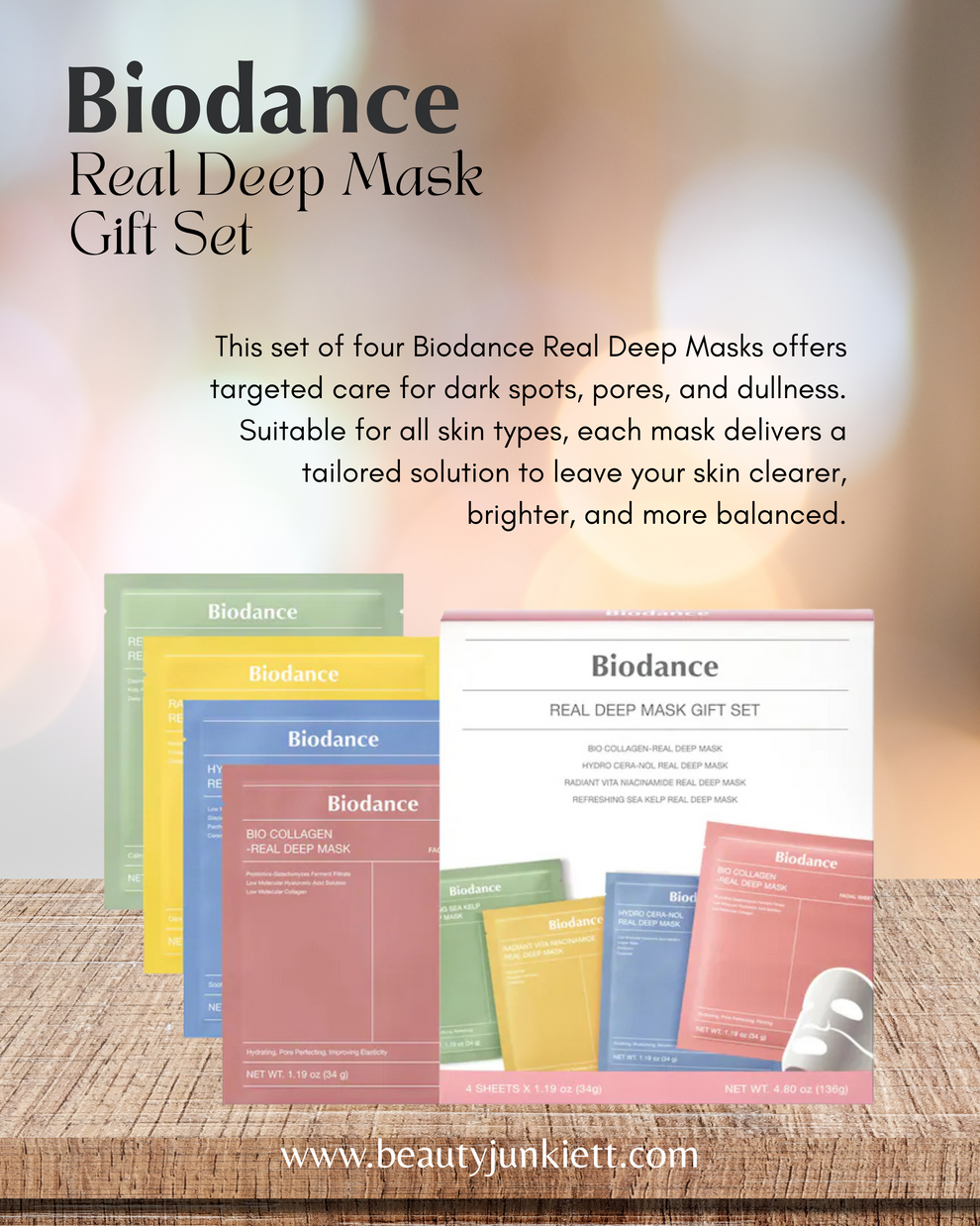 Biodance Real Deep Mask Gift Set - 4 Masks for Pore Care, Hydration, C ...